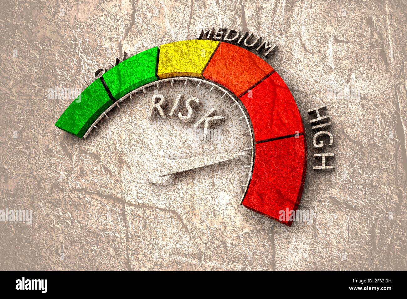 Color scale with arrow from red to green. The measuring device icon ...