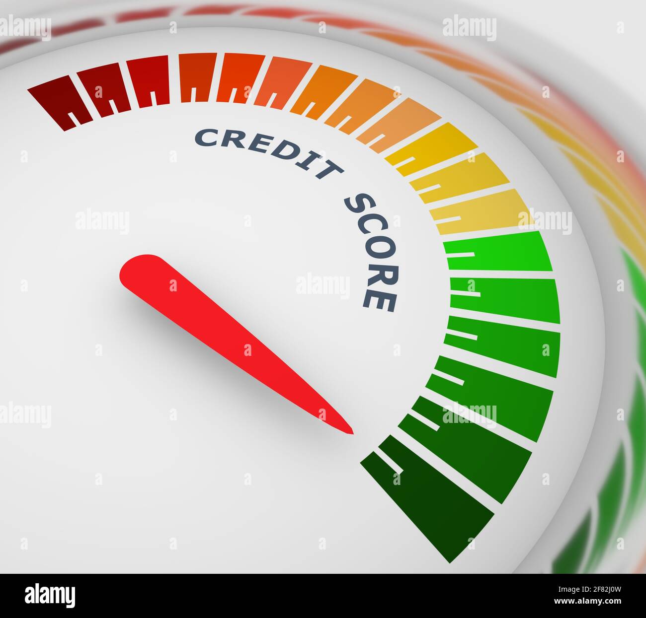 Credit score indicator and gauge. Measurement level illustration. 3D ...