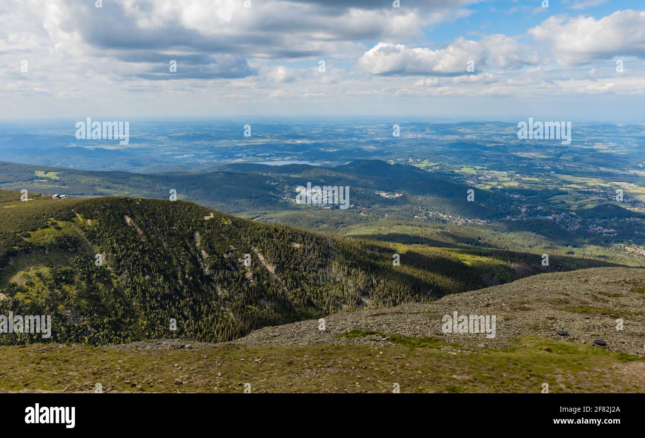 Panorama of Giant Mountains next to trail to Sniezka Stock Photo - Alamy