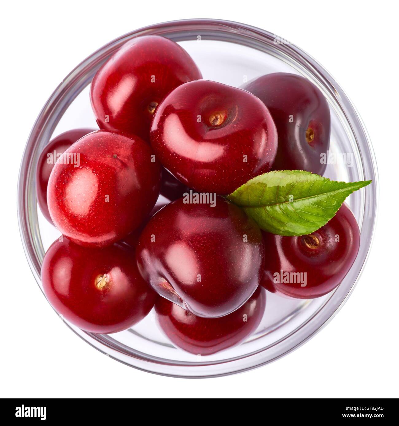 glass bowl of sweet cherry fruits isolated on white background Stock ...