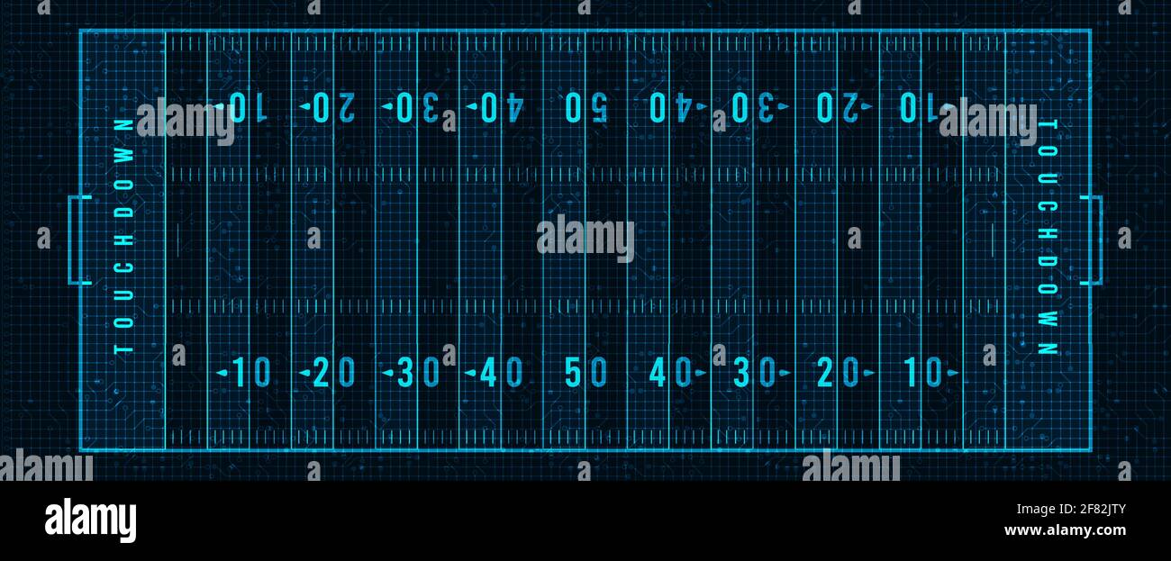 Modern American Football field on Digital Technology Background,vector ...