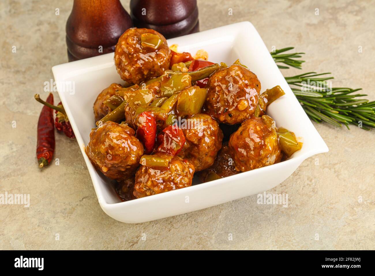 Minced Meat ball in tomato sauce Stock Photo - Alamy