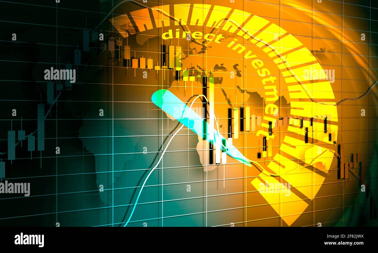 Direct investment level scale with arrow. The measuring device icon ...