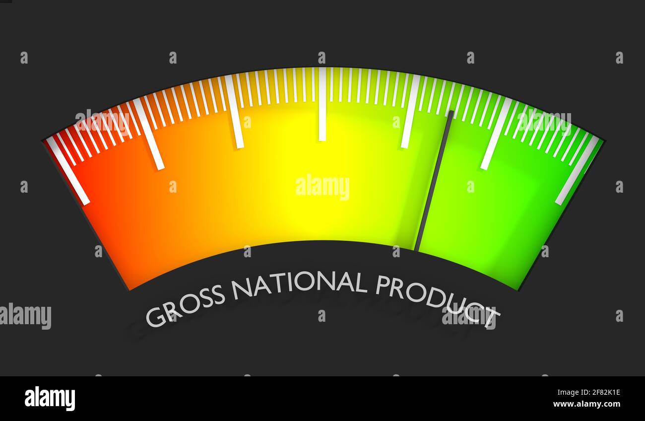 GNP - Gross National Product progress. Scale with arrow. The measuring ...