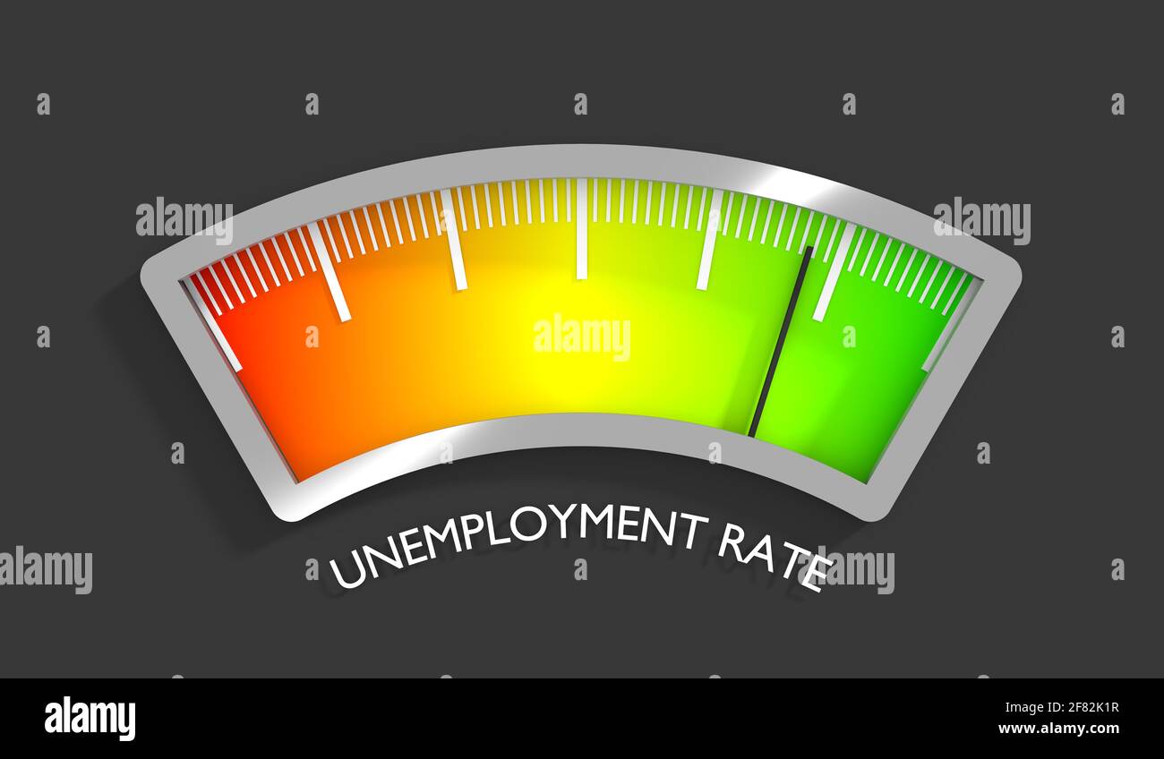 Level scale with arrow. Unemployment rate measuring device. Sign ...