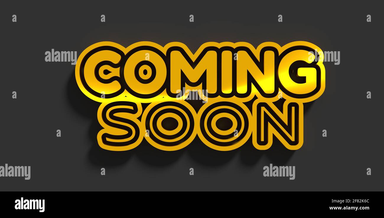 Vintage movie or retro cinema text. Coming soon sign. 3D rendering ...