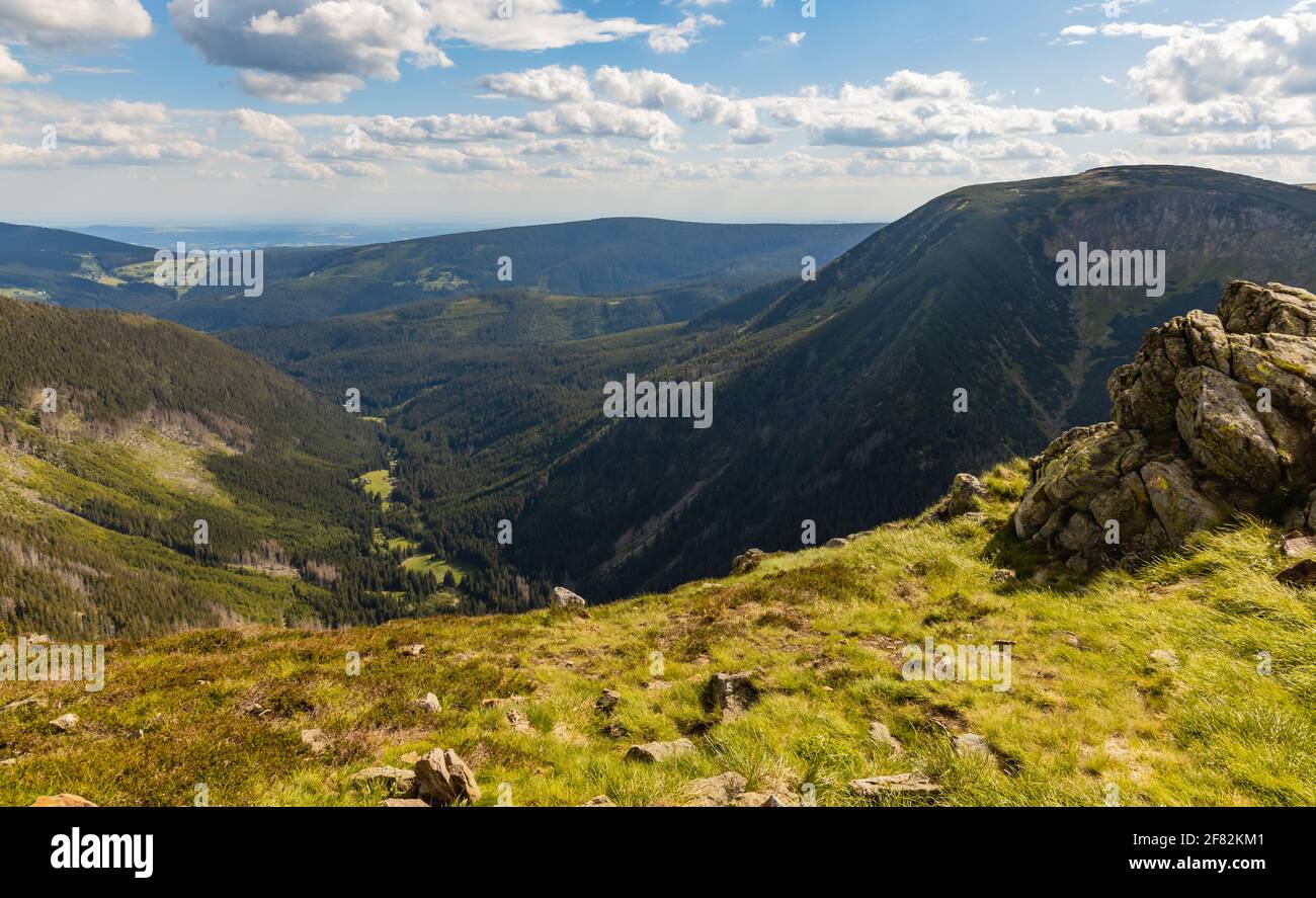 Panorama of Giant Mountains next to trail to Sniezka Stock Photo - Alamy