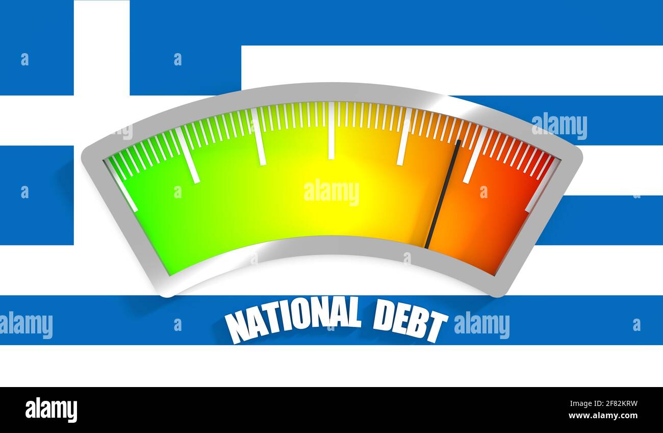 National debt meter read high level of national debt result. Color ...