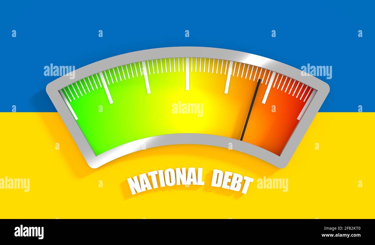 National debt meter read high level of national debt result. Color ...