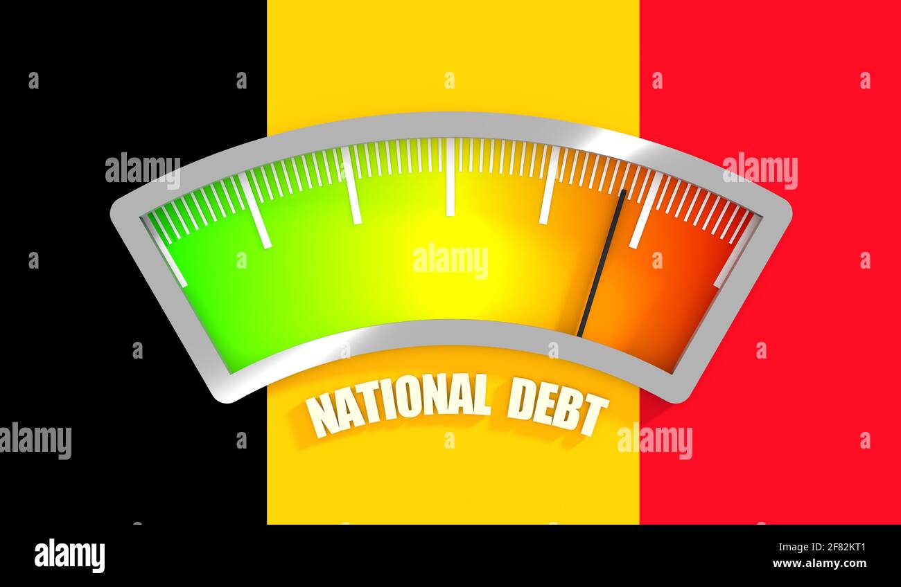 National debt meter read high level of national debt result. Color ...