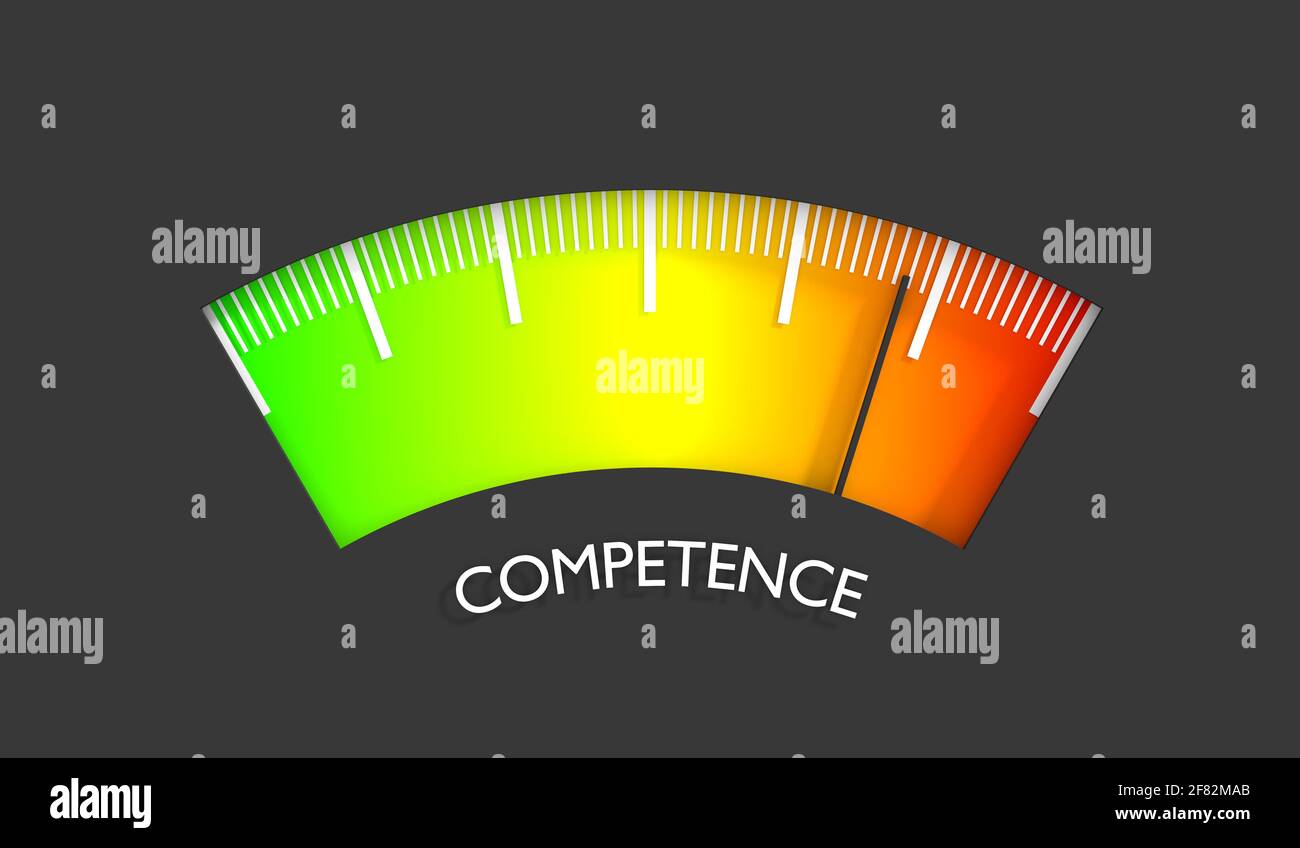 Competence level scale with arrow. The measuring device icon. Sign ...