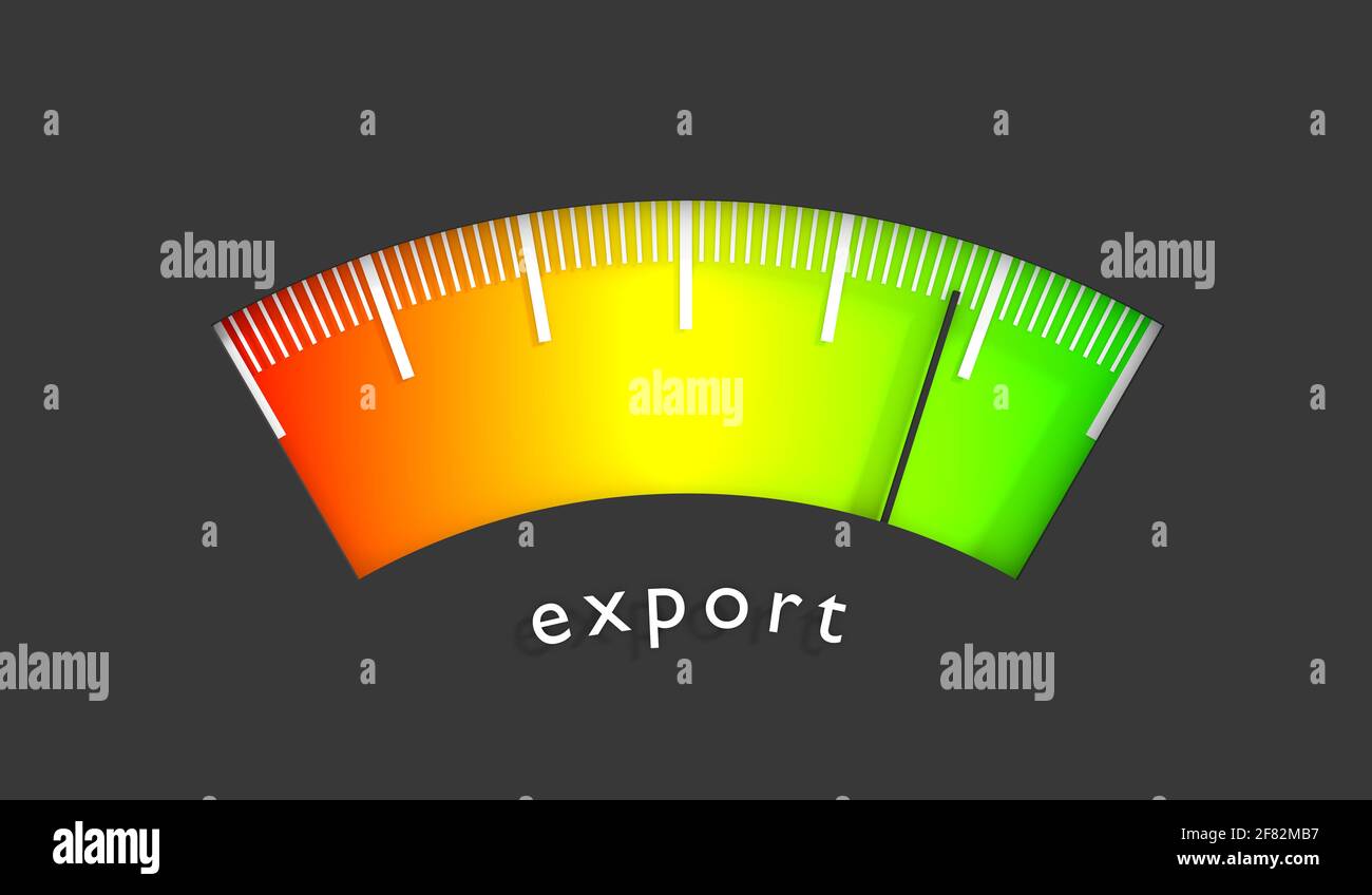 Export level scale with arrow. The measuring device icon. Sign ...