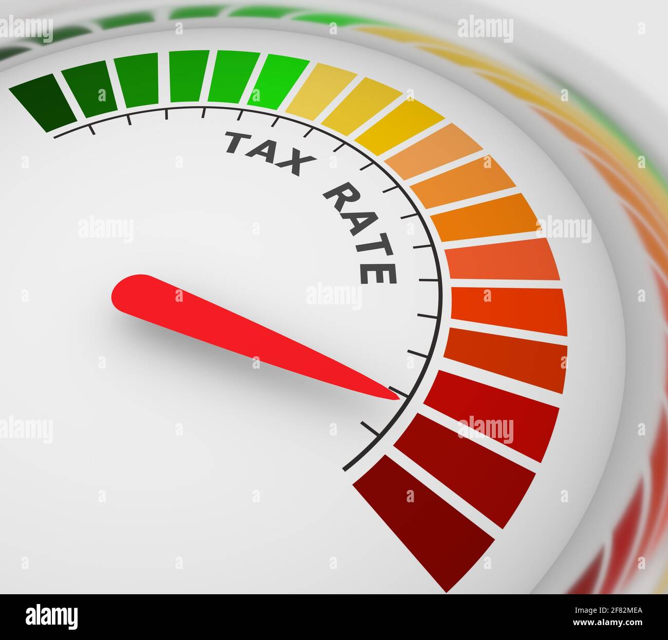 Abstract meter read level of tax rate result. Color scale with arrow ...