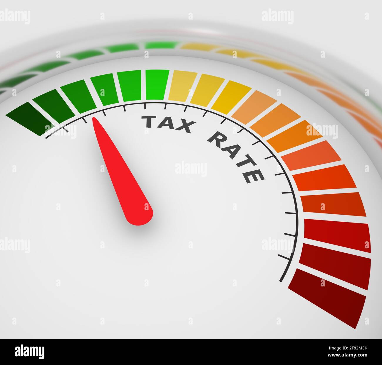 Abstract meter read level of tax rate result. Color scale with arrow ...