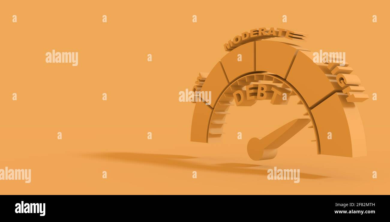 Scale with arrow from low to high. Debt measuring device icon. Sign ...