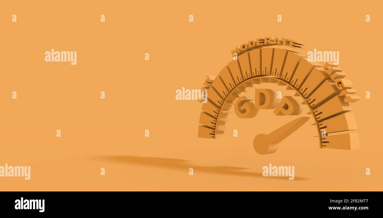GDP - Gross Domestic Product progress. Scale with arrow. The measuring ...