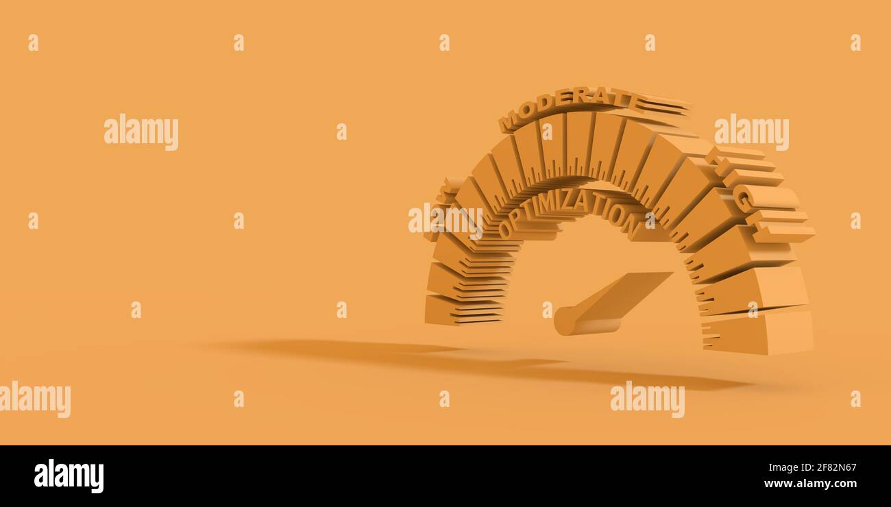Scale with arrow. Optimization level measuring device icon. Sign ...