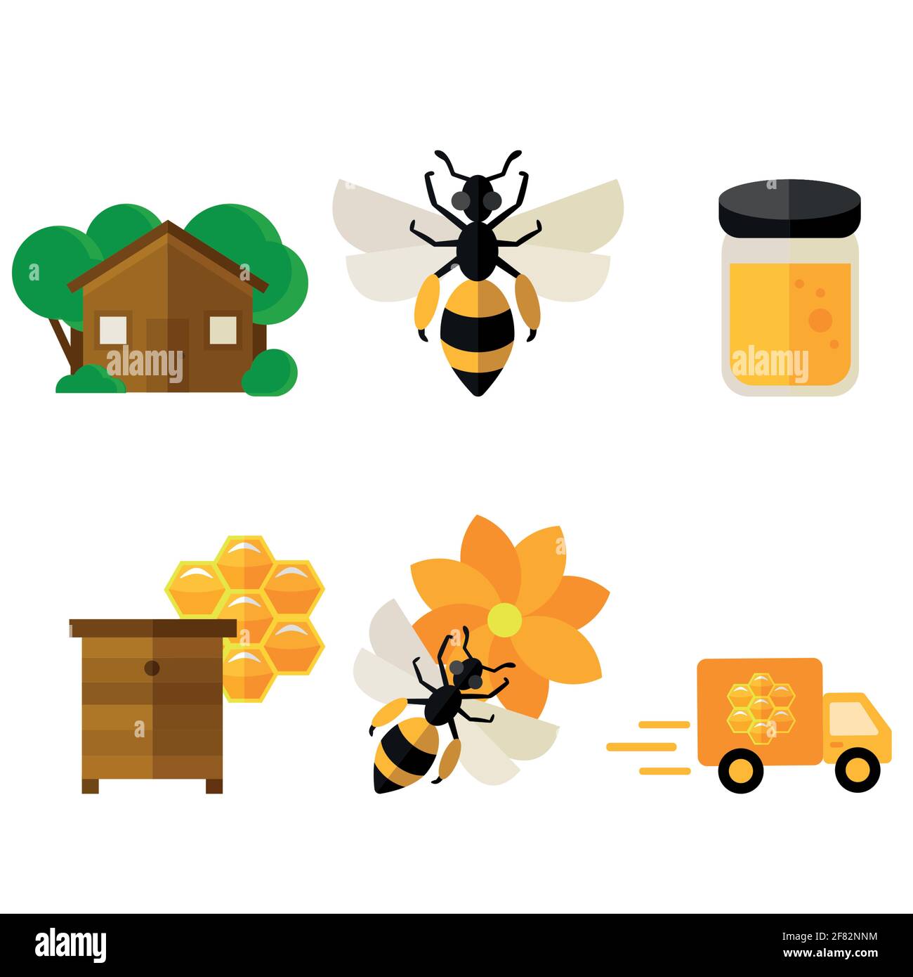 Honey farm icon set flat design Vector Image Stock Vector Image & Art ...