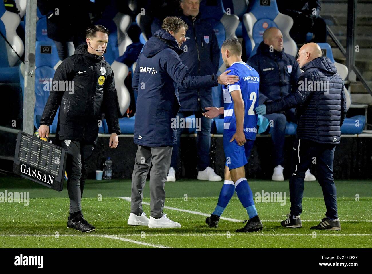 ZWOLLE , NETHERLANDS - APRIL 10: Fourth official Robin Gansner, Coach ...