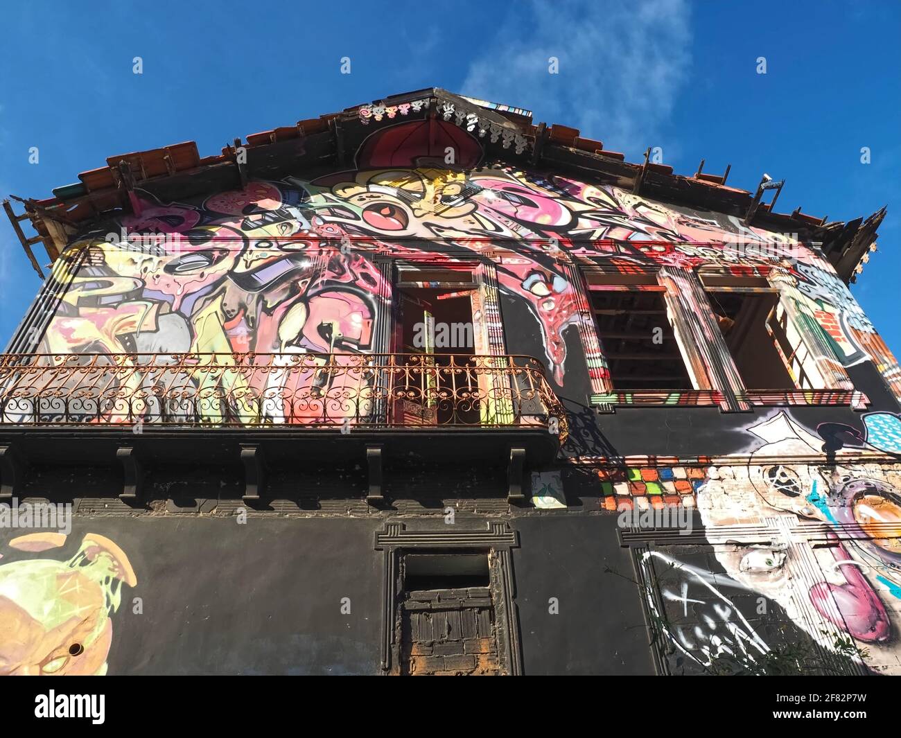 Graffiti art by Dario Silva and Sergio on the old church of Olhao at ...