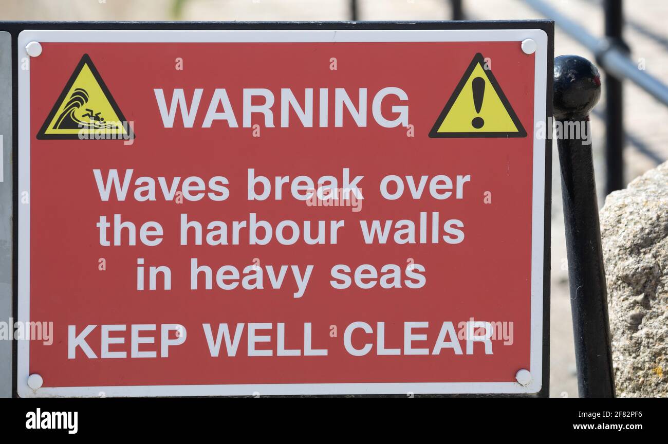 Harbour wave warning sign hi-res stock photography and images - Alamy