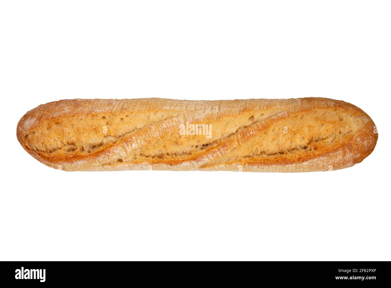 fresh crunchy french baguette bread isolated on white, top view Stock ...