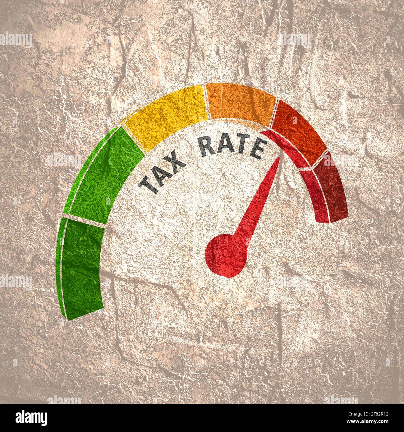 Abstract meter read high level of tax rate result. Color scale with ...
