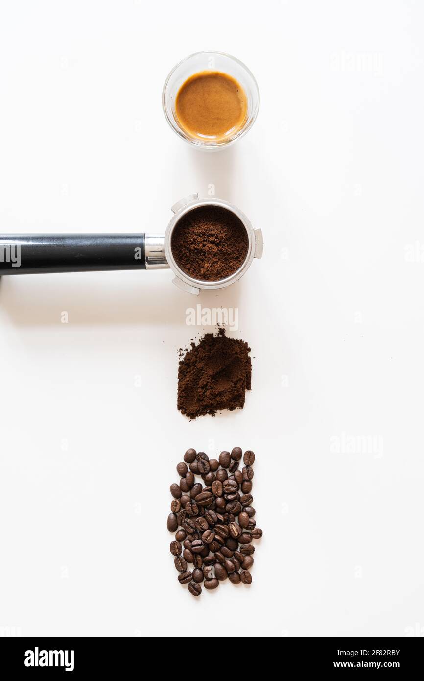 Different stages of making espresso coffee Stock Photo - Alamy