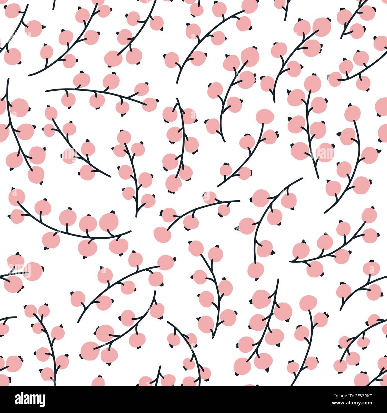 Pink berry pattern. Current seamless print for textile design. Hand ...
