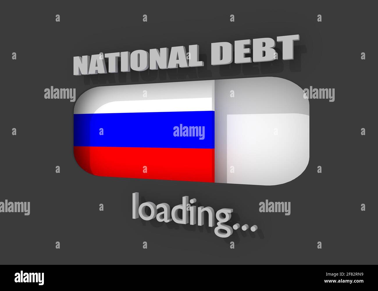 National debt progress bar read high level result. National flag of ...