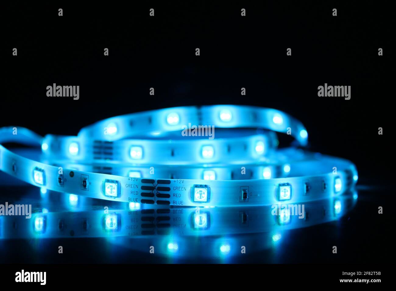 A closeup shot of a roll of illuminated blue led lights Stock Photo - Alamy