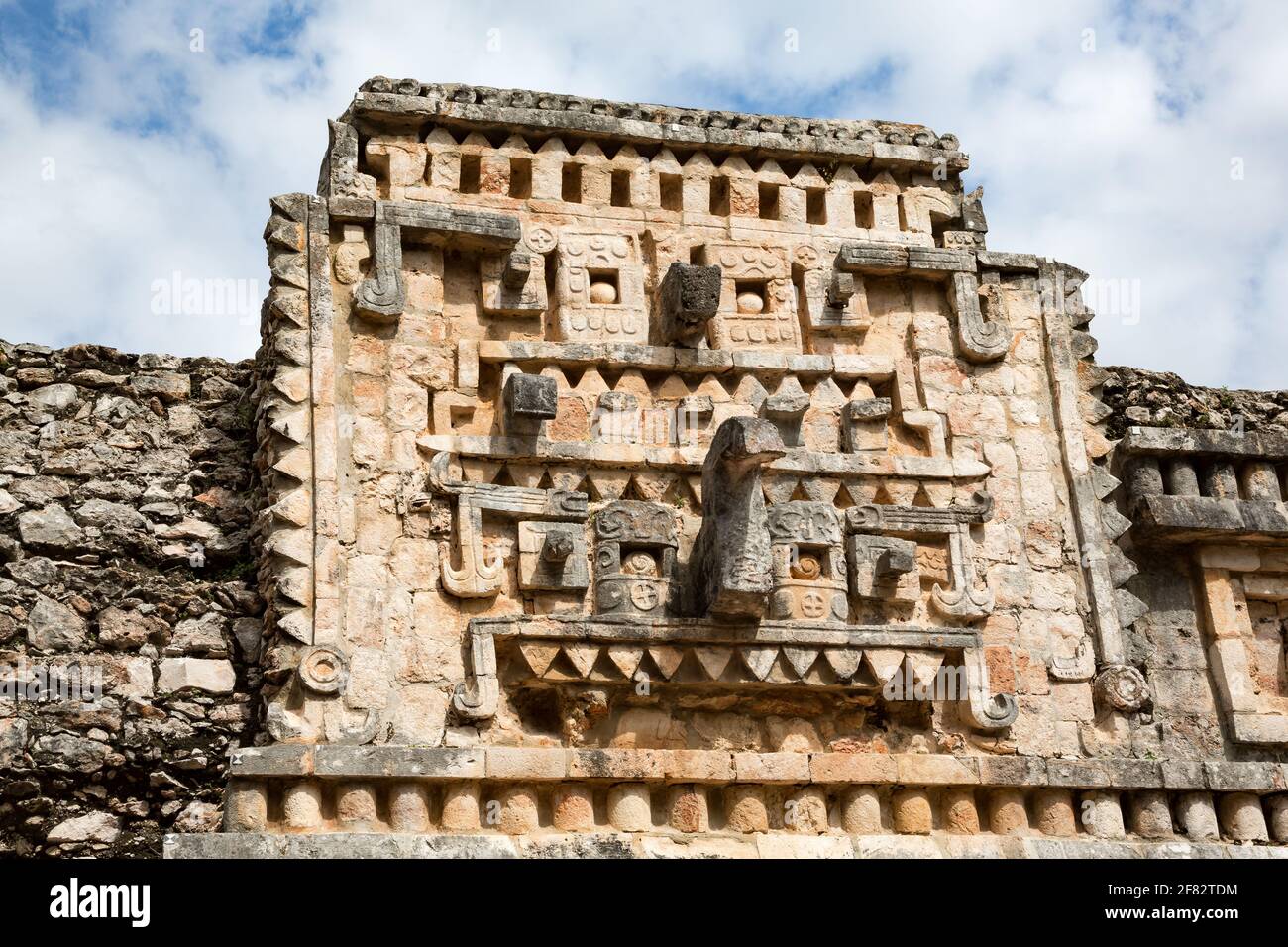 Chaac masks at Palace I in Mayan ruins site of Xlapak, Yucatan, Mexico ...