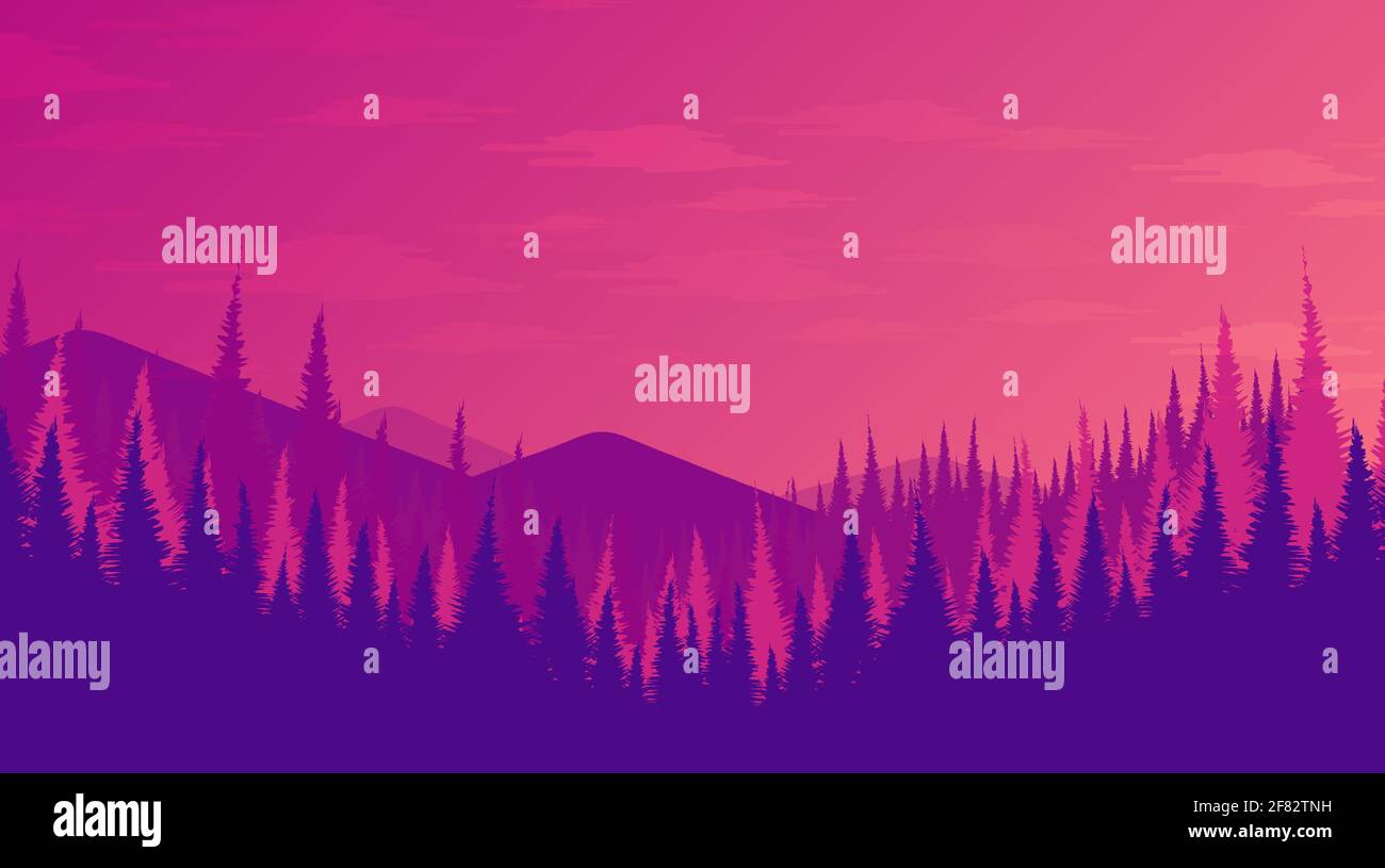 Vector Dark Forest with River,landscape background,foggy and mist ...