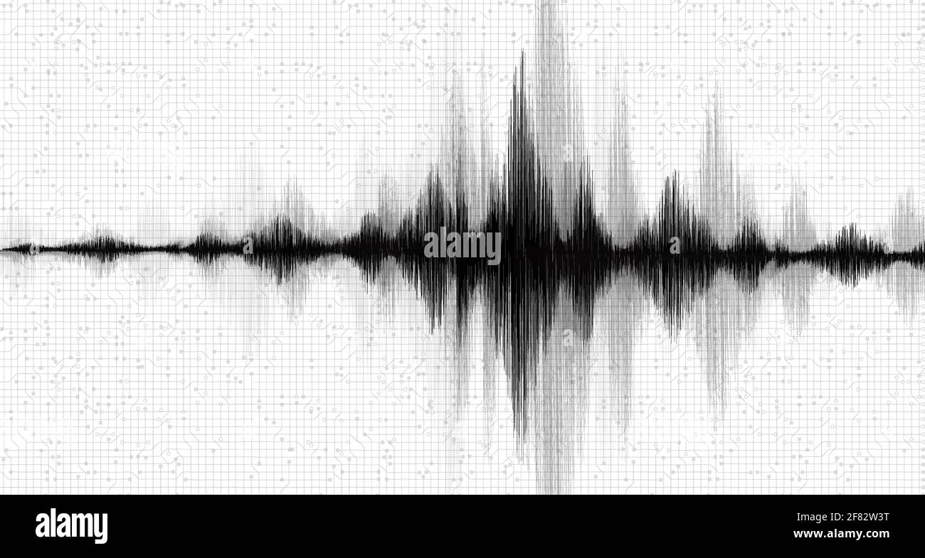 Earthquake Wave with Technology Graph on White paper background,audio ...