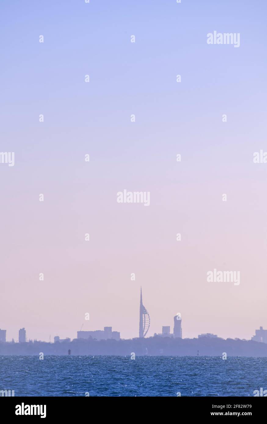 The Spinnaker Tower in Porttsmouth, taken from the Isle of Wight at ...