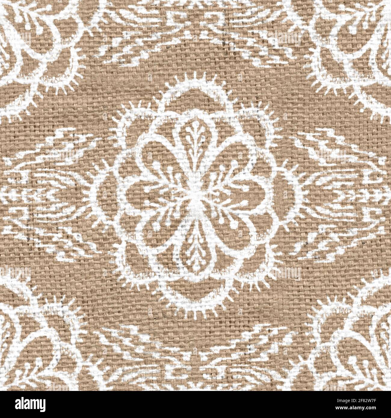 Seamless burlap with white paint pattern overlay Stock Photo - Alamy