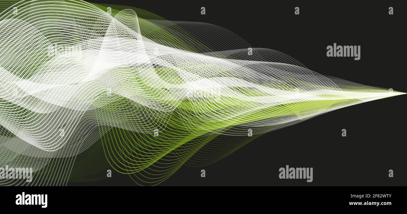 Waving Green Digital Sound Wave and earthquake wave concept on Black ...