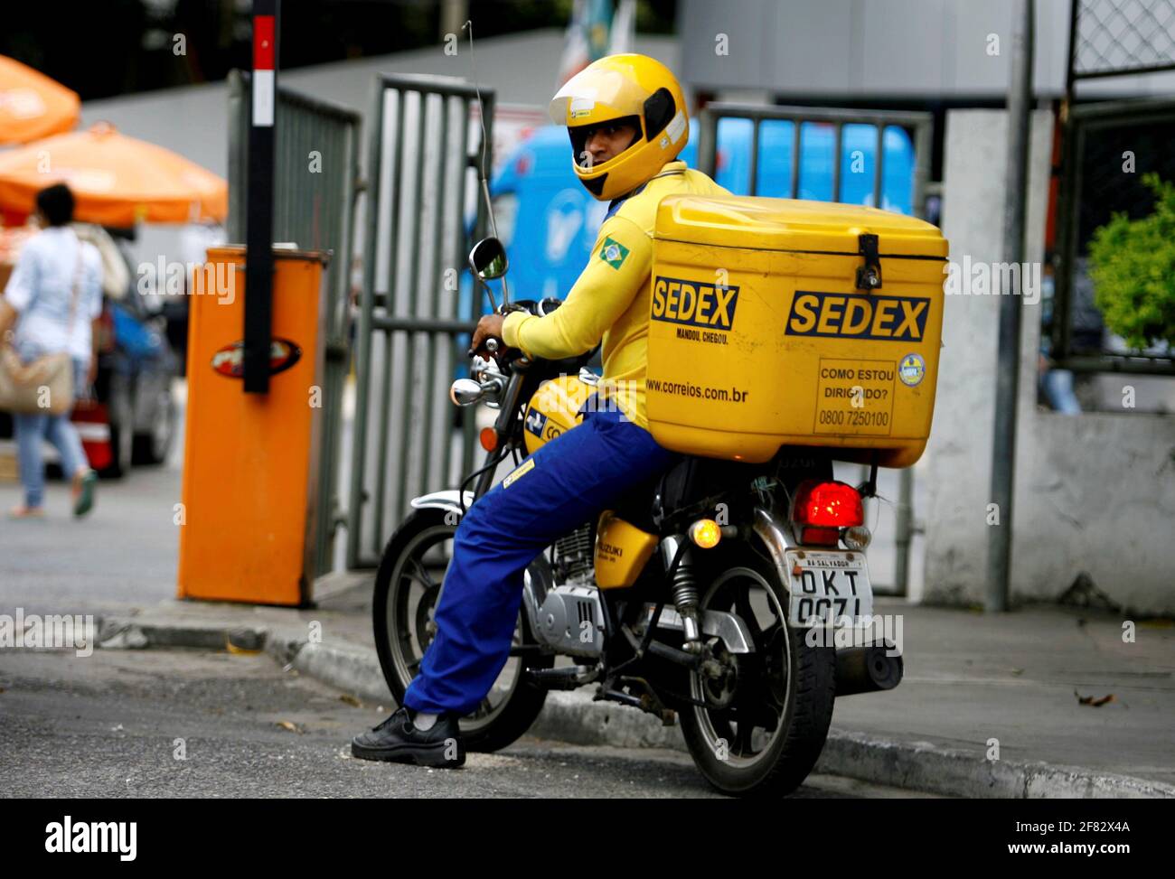 salvador, bahia / brazil - september 19, 2014: Motorcycle of the postal ...