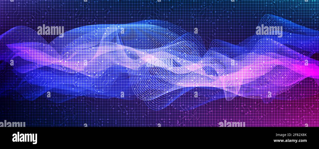 Dark Violet Digital Sound Wave and earthquake wave concept,design for ...