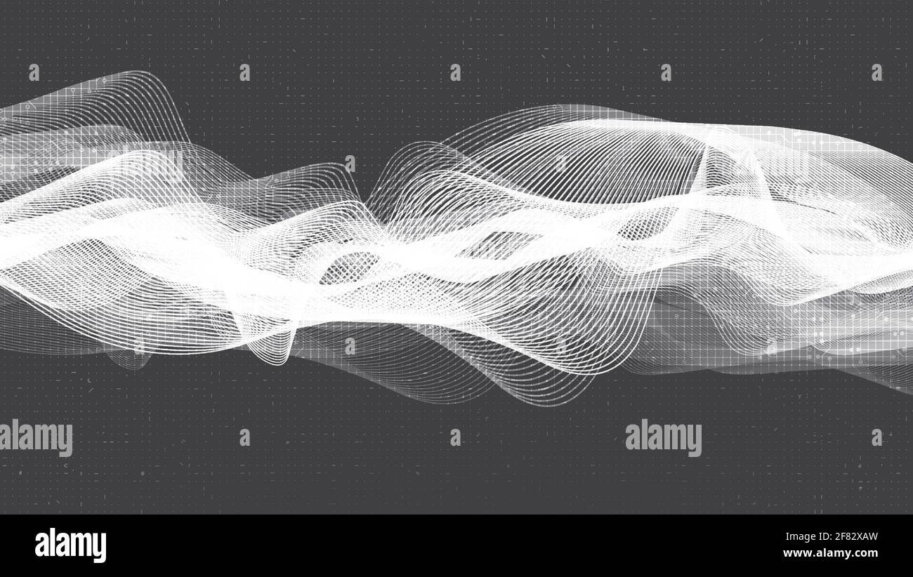 Waving White Digital Sound Wave on Gray Background,technology and ...