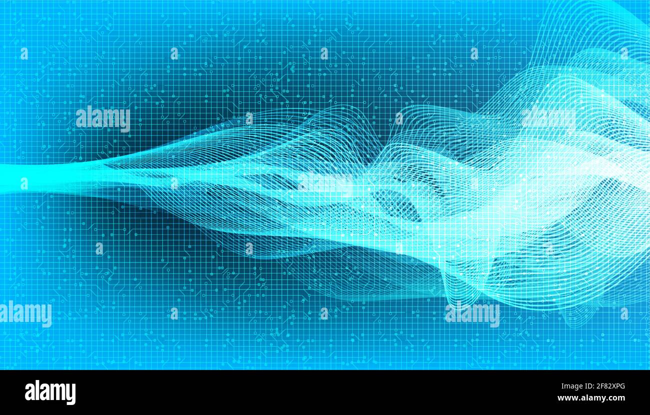Abstract Blue Curve Digital Sound Wave and earthquake wave concept ...