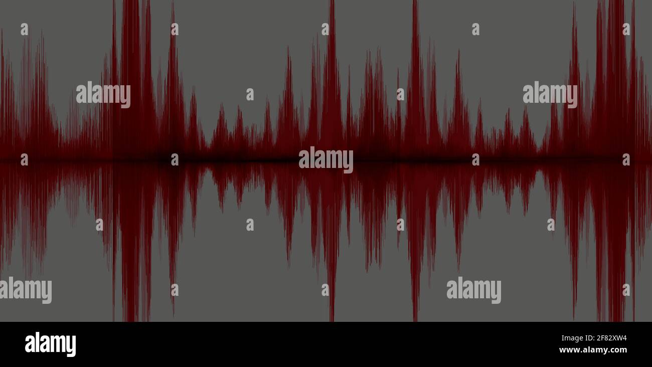 Dark Red Sound Wave on Gray background,audio wave diagram concept ...