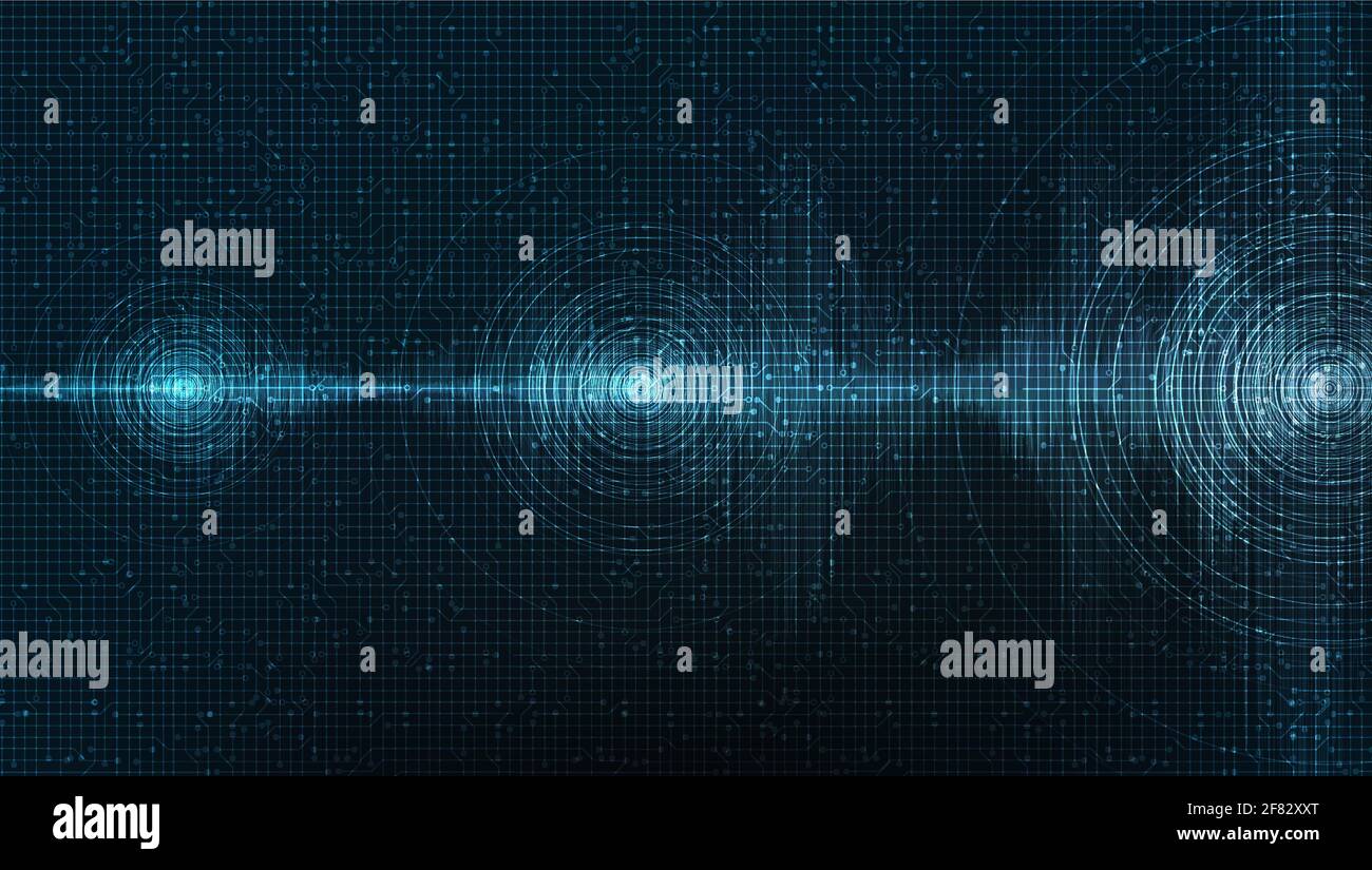 Dark Digital Sound Wave on Blue Background,technology and earthquake ...