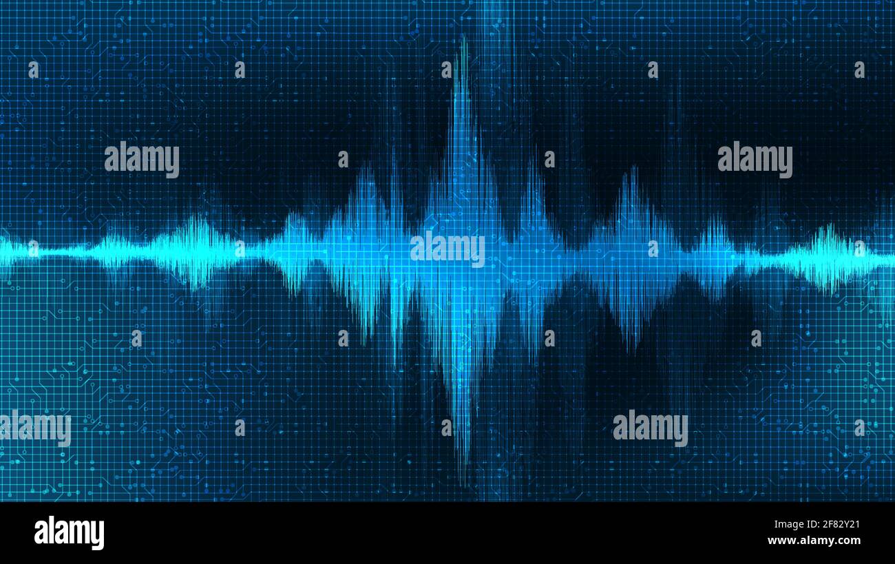Ultra Blue Sound Wave Background,technology and earthquake wave diagram ...
