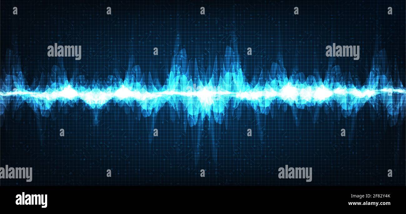 Electronic Sound Wave Low and Hight richter scale on Blue Background ...