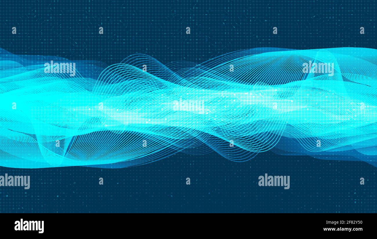 Futuristic Digital Sound Wave on Light Blue Background,technology and ...