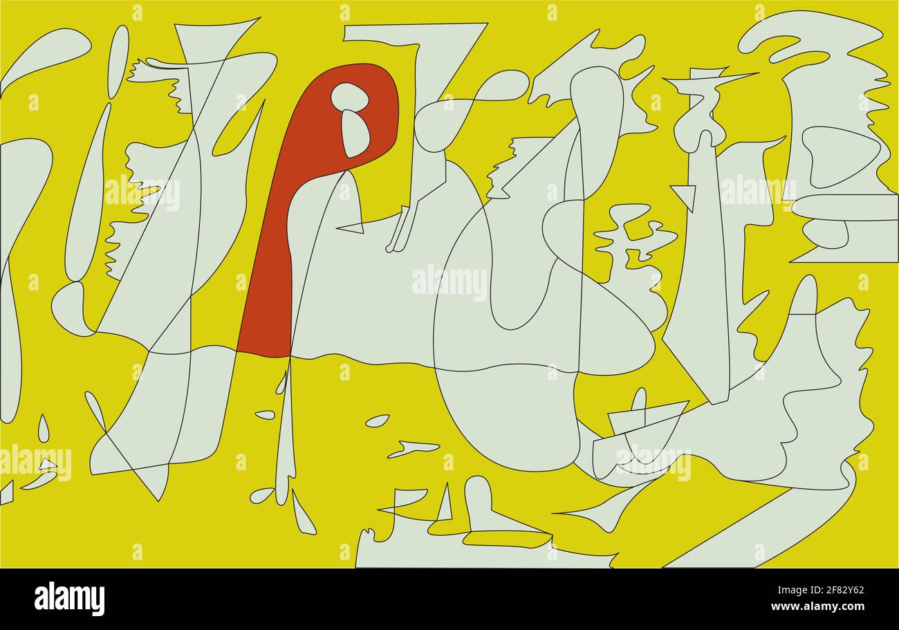 Surreal geometric line art illustration, visualization of an unreal ...