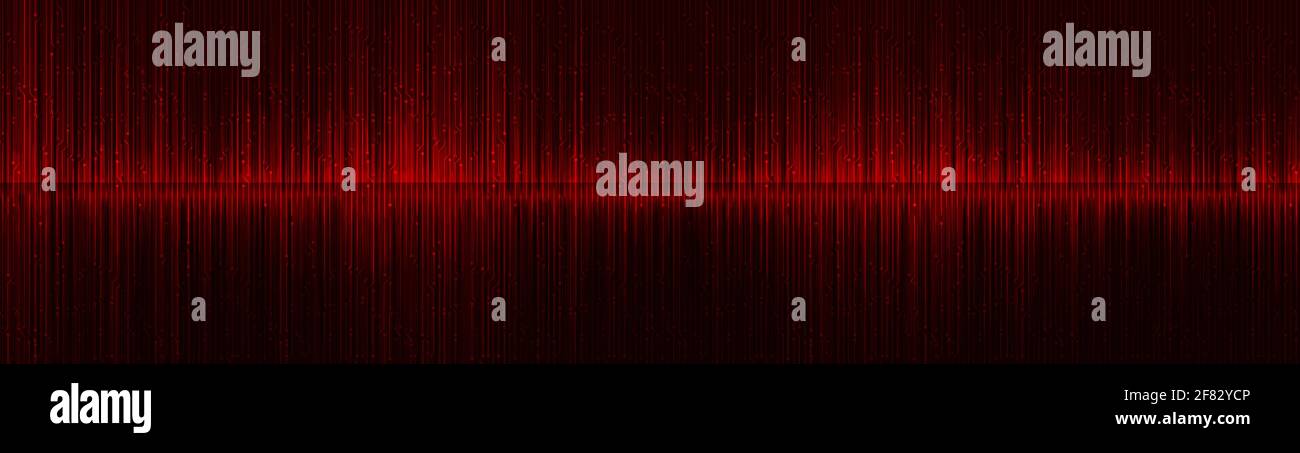 Panorama Dark Red Sound Wave Background,technology and earthquake wave ...