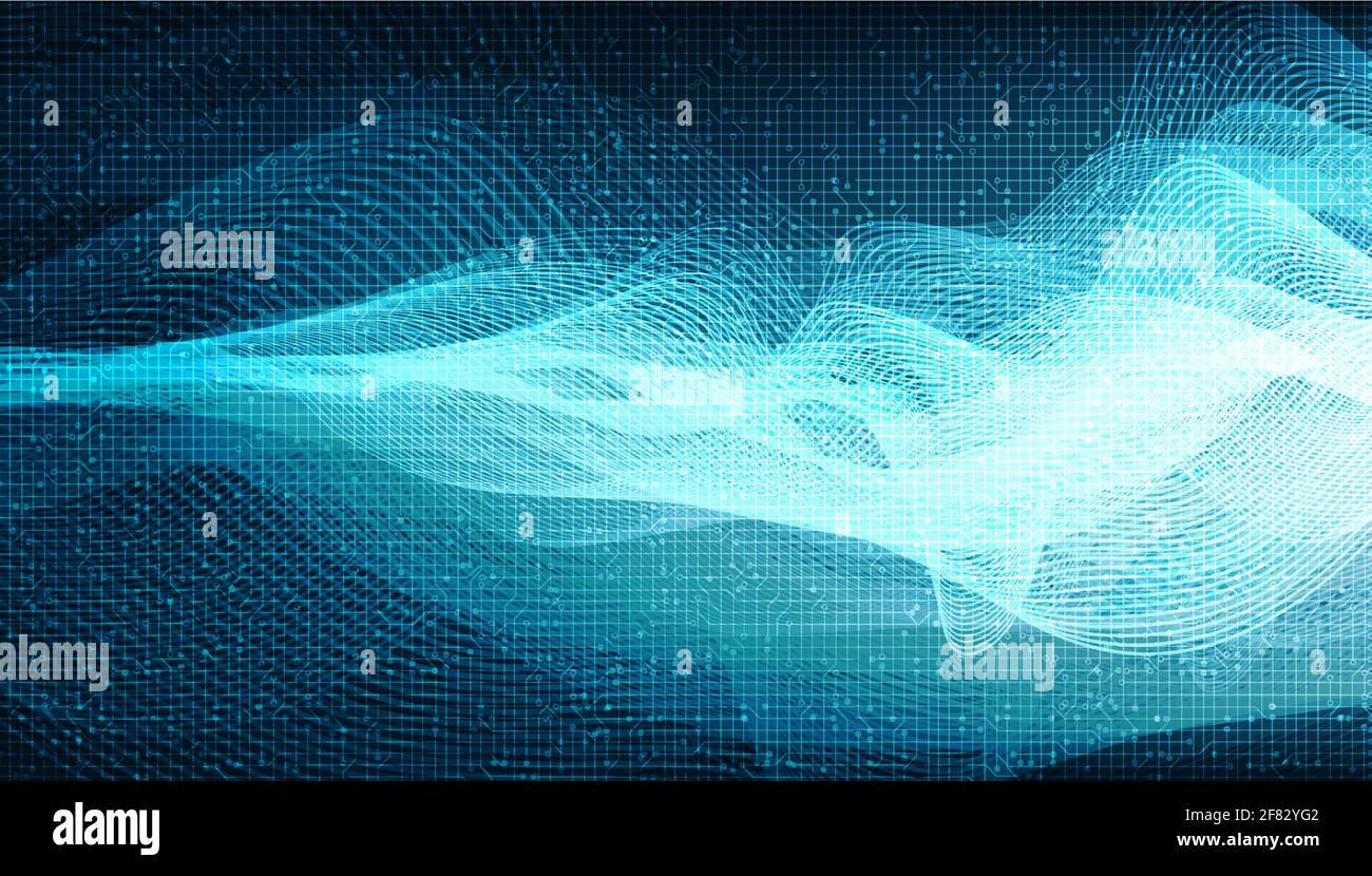 Futuristic Digital Sound Wave on Light Blue Background,technology and ...