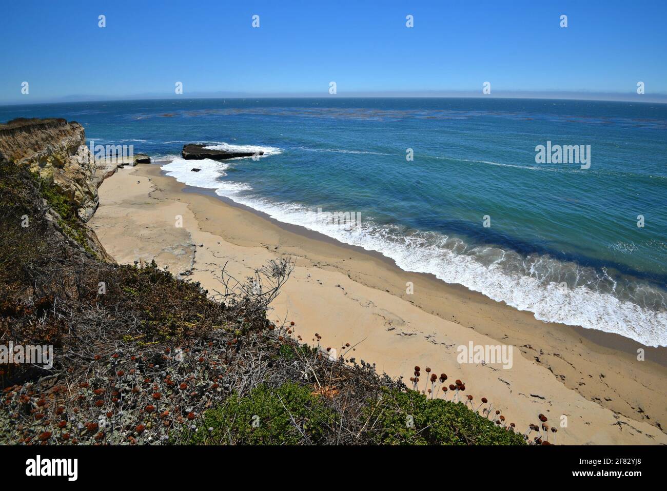 Scenic seascape with an isolated sandy beach at Wilder Ranch State Park ...